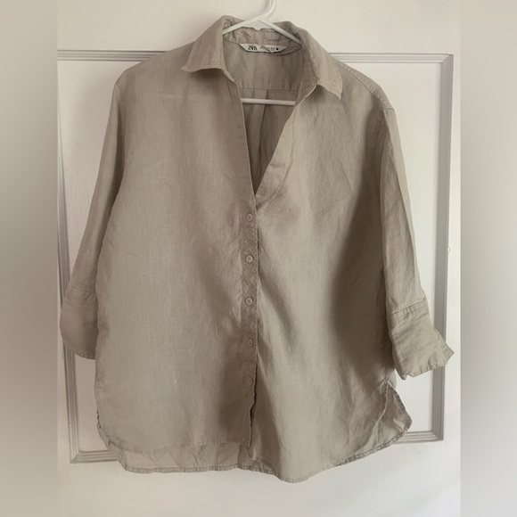 Zara | Tops | Zara Linen Top Women Xs Euc | Poshmark